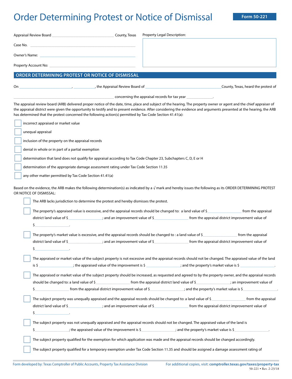 Form 50-221 - Fill Out, Sign Online and Download Fillable PDF, Texas | Templateroller
