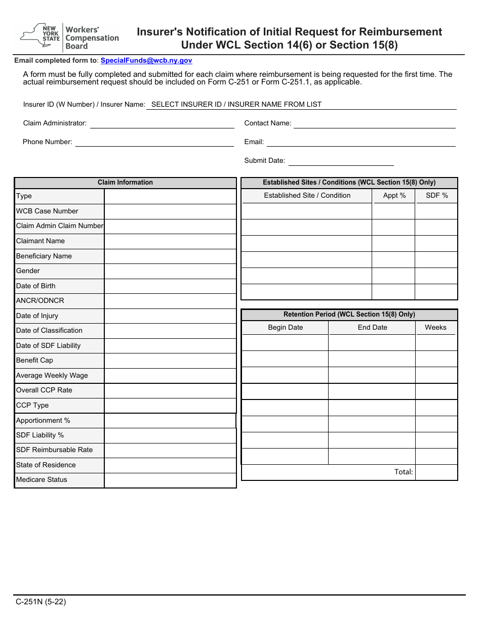 Form C-251N Download Fillable PDF or Fill Online Insurer's Notification ...