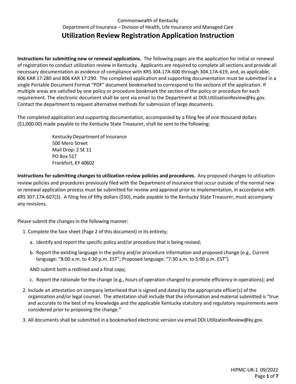 Form HIPMC-UR-1 Download Fillable PDF or Fill Online Utilization Review ...