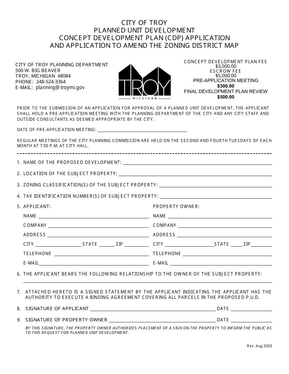 City of Troy, Michigan Planned Unit Development Concept Development ...