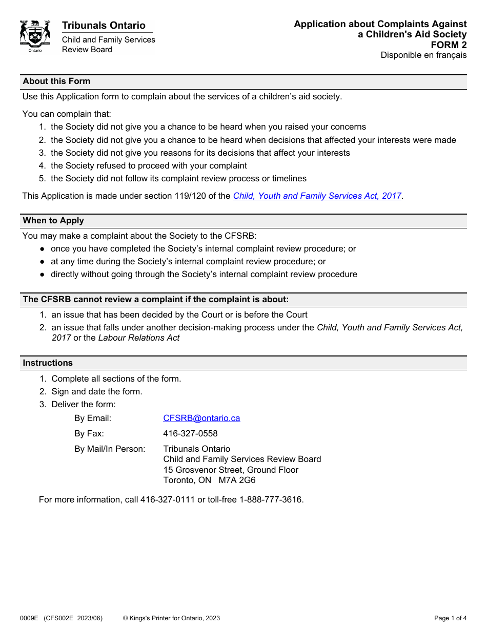 Form 2 (CFS009E; CFS002E) - Fill Out, Sign Online and Download Fillable ...