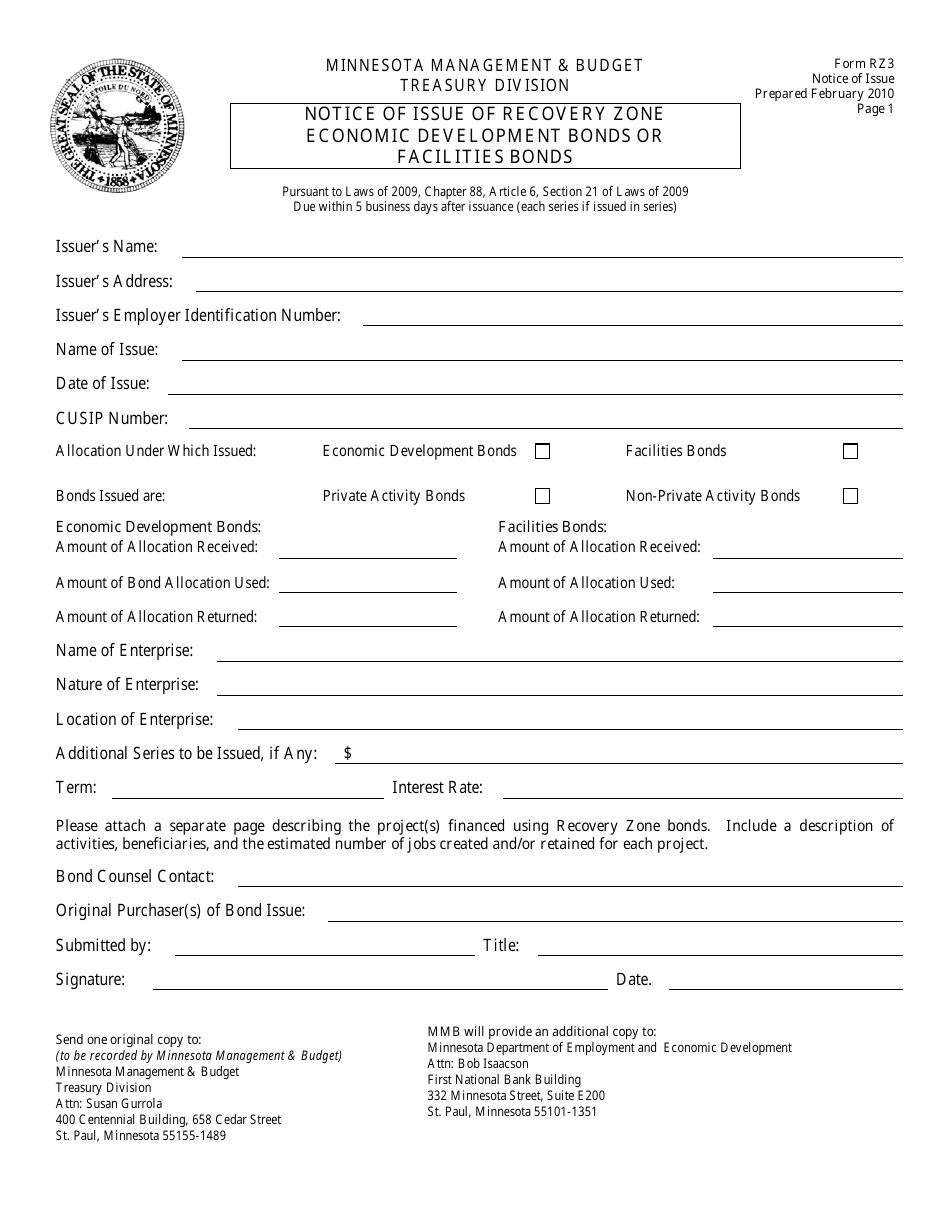 Form RZ3 - Fill Out, Sign Online and Download Printable PDF, Minnesota | Templateroller