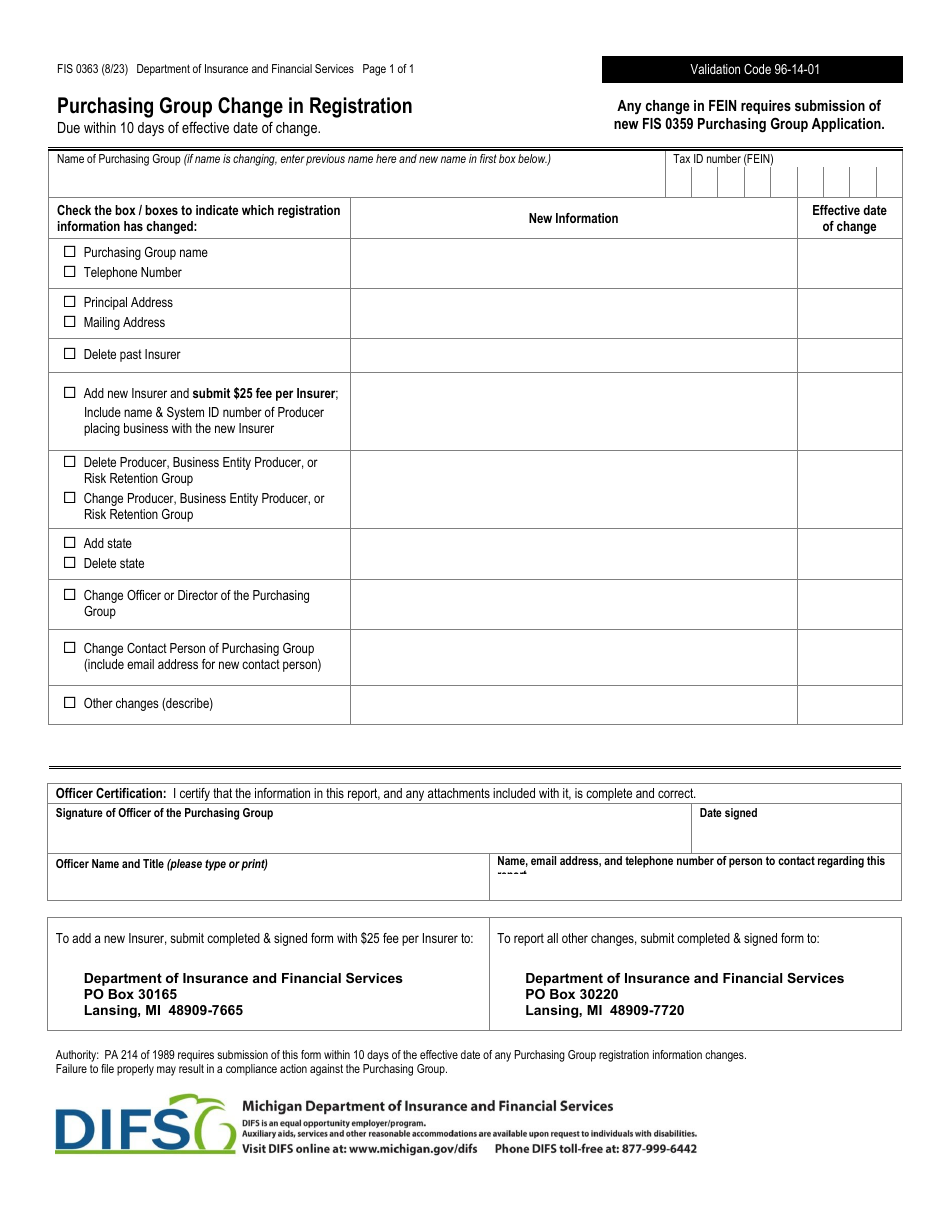 Form FIS0363 Download Fillable PDF or Fill Online Purchasing Group ...