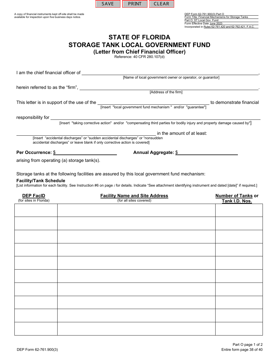DEP Form 62-761.900(3) Part O - Fill Out, Sign Online and Download ...