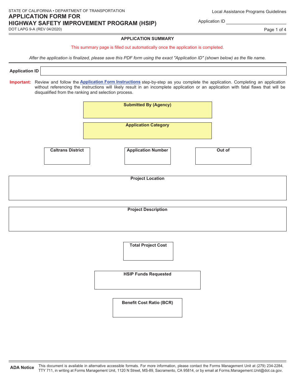 Form DOT LAPG9-A - Fill Out, Sign Online and Download Fillable PDF ...