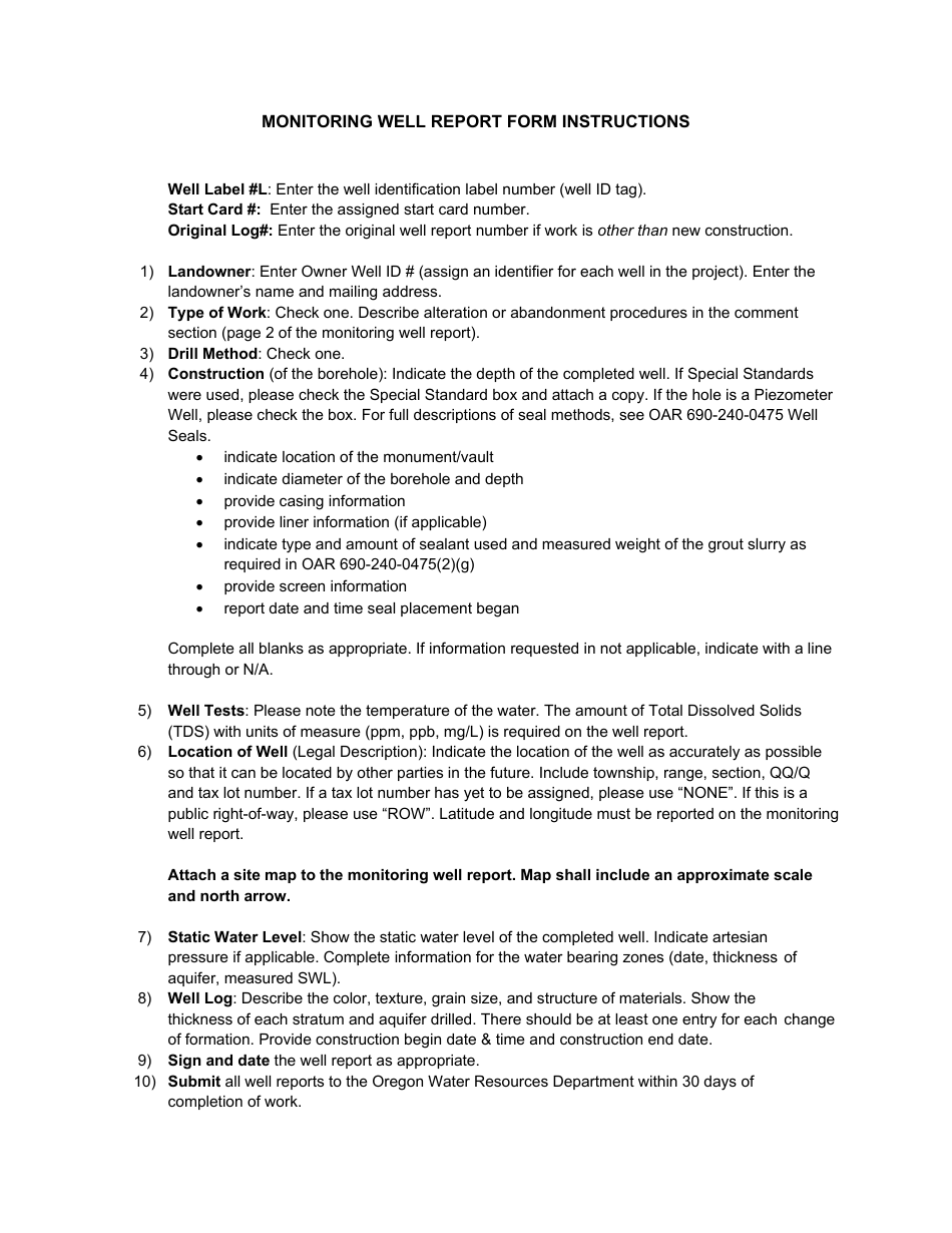 Download Instructions for Monitoring Well Report - Above/Below Ground ...