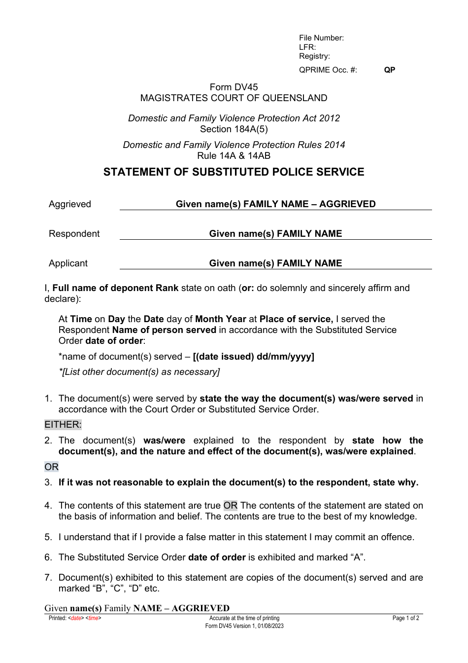 Form DV45 - Fill Out, Sign Online and Download Printable PDF ...