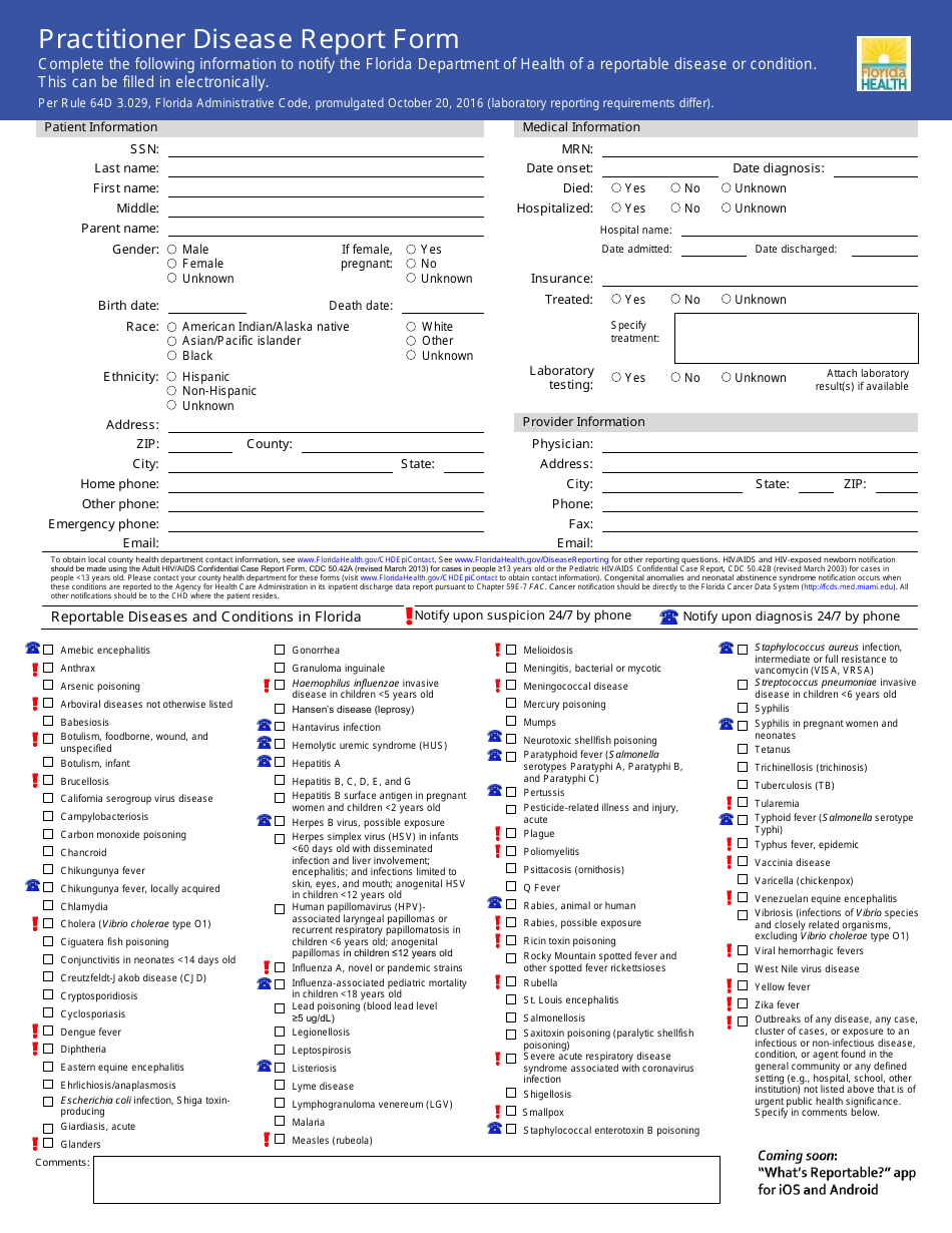 Florida Practitioner Disease Report Form - Fill Out, Sign Online and ...