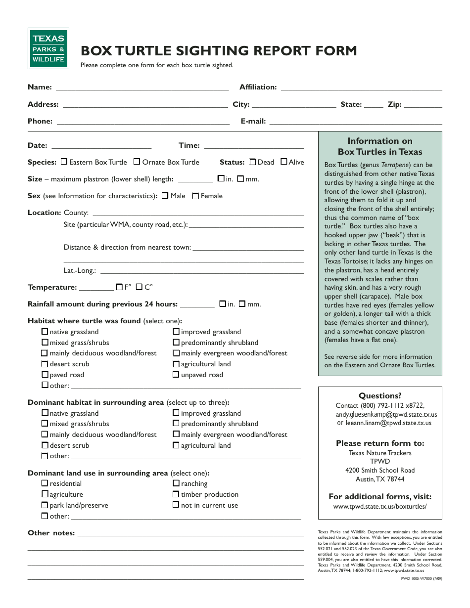 Form PWD1005 - Fill Out, Sign Online and Download Fillable PDF, Texas ...