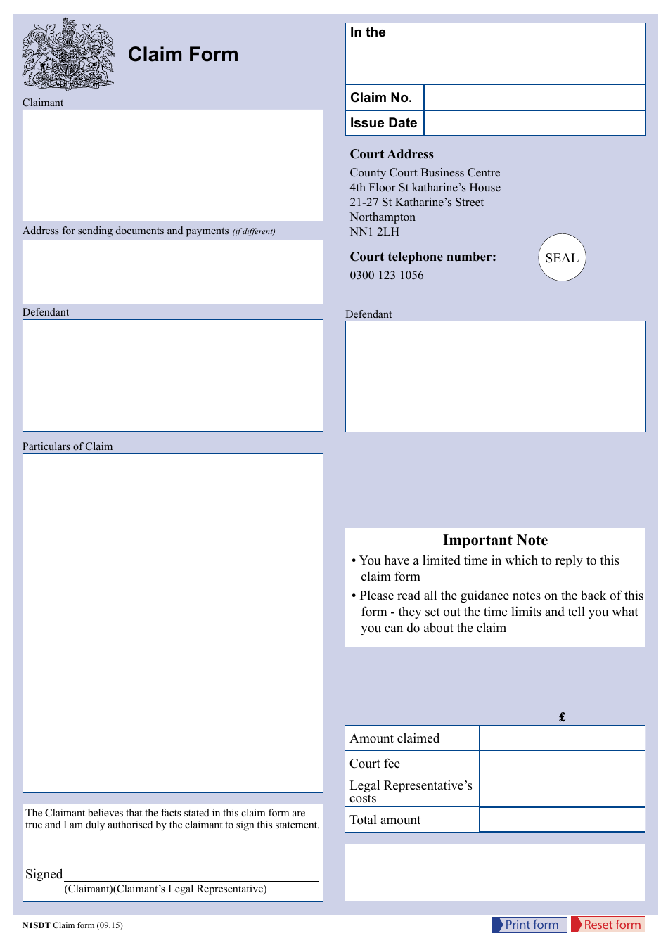 Form N1SDT - Fill Out, Sign Online and Download Fillable PDF, United ...