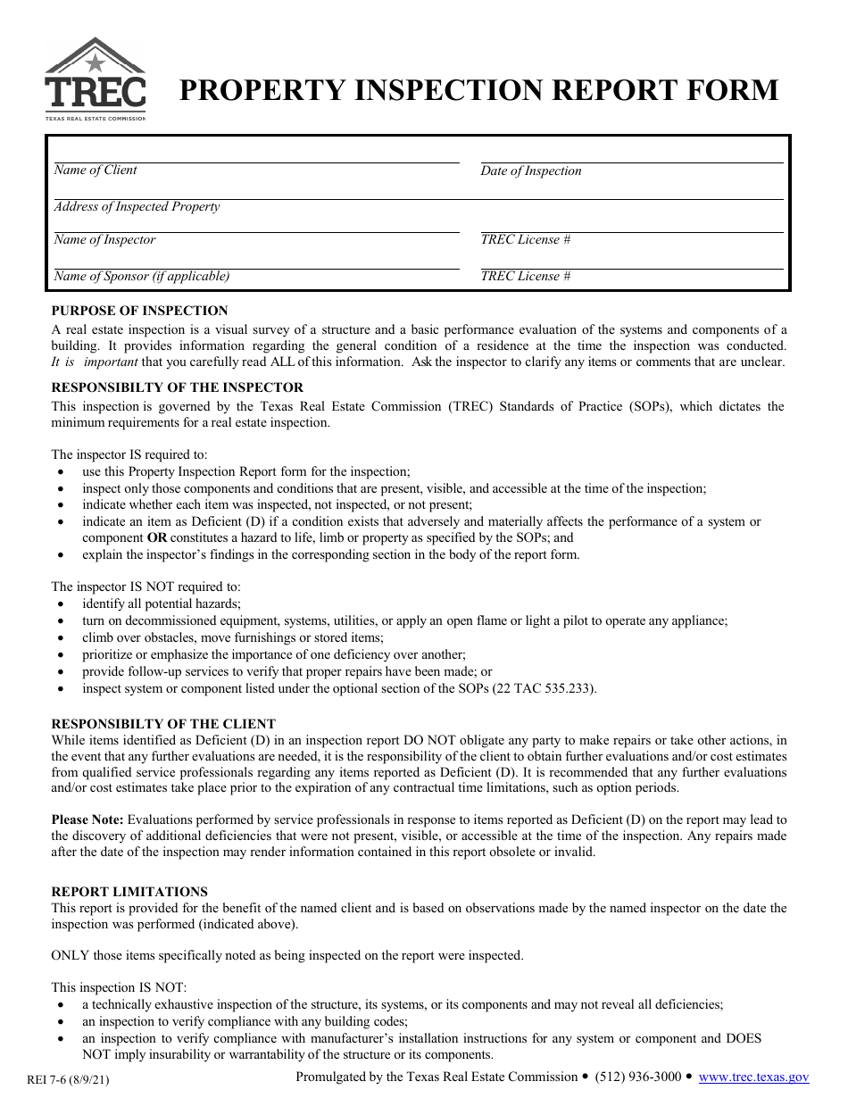 Form REI7-6 - Fill Out, Sign Online and Download Fillable PDF, Texas ...