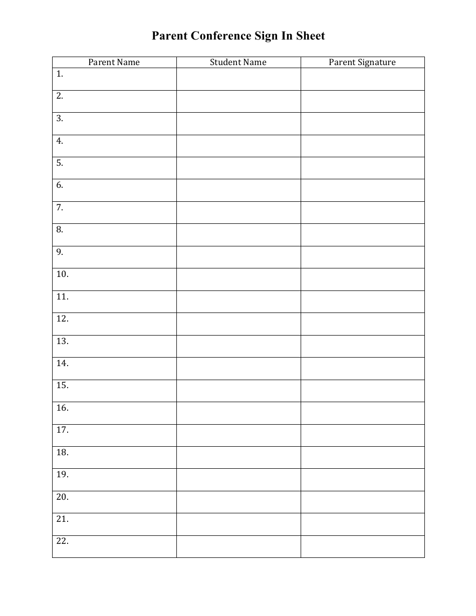 Parent Conference Sign in Sheet Template Download Printable PDF ...