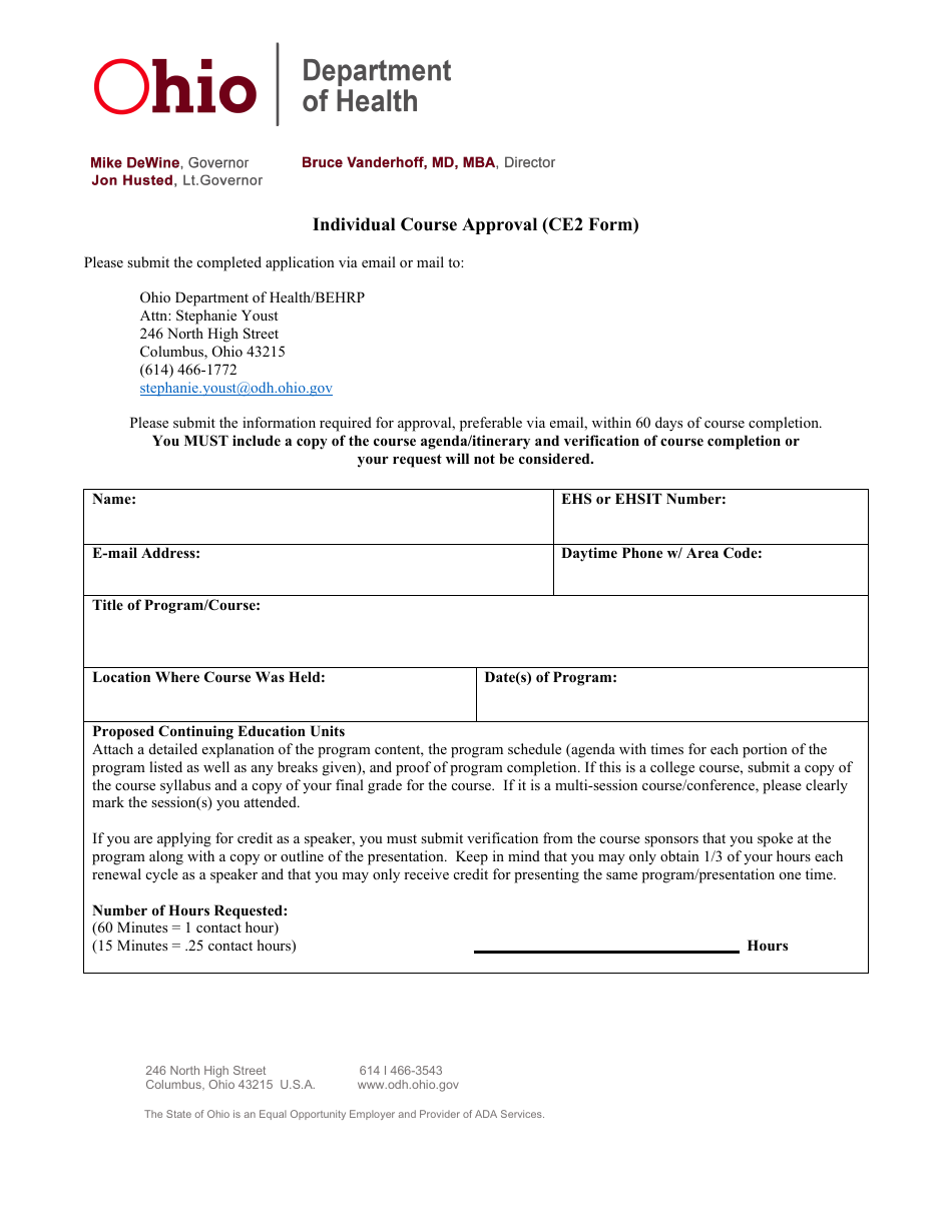 Form CE2 - Fill Out, Sign Online and Download Fillable PDF, Ohio ...