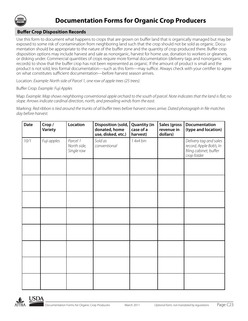 Documentation Forms for Organic Crop Producers - Buffer Crop ...