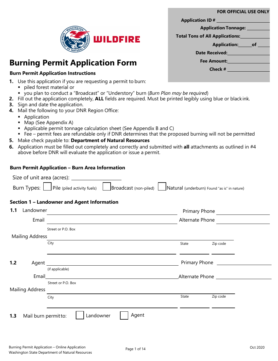 Washington Burning Permit Application Form - Fill Out, Sign Online and ...