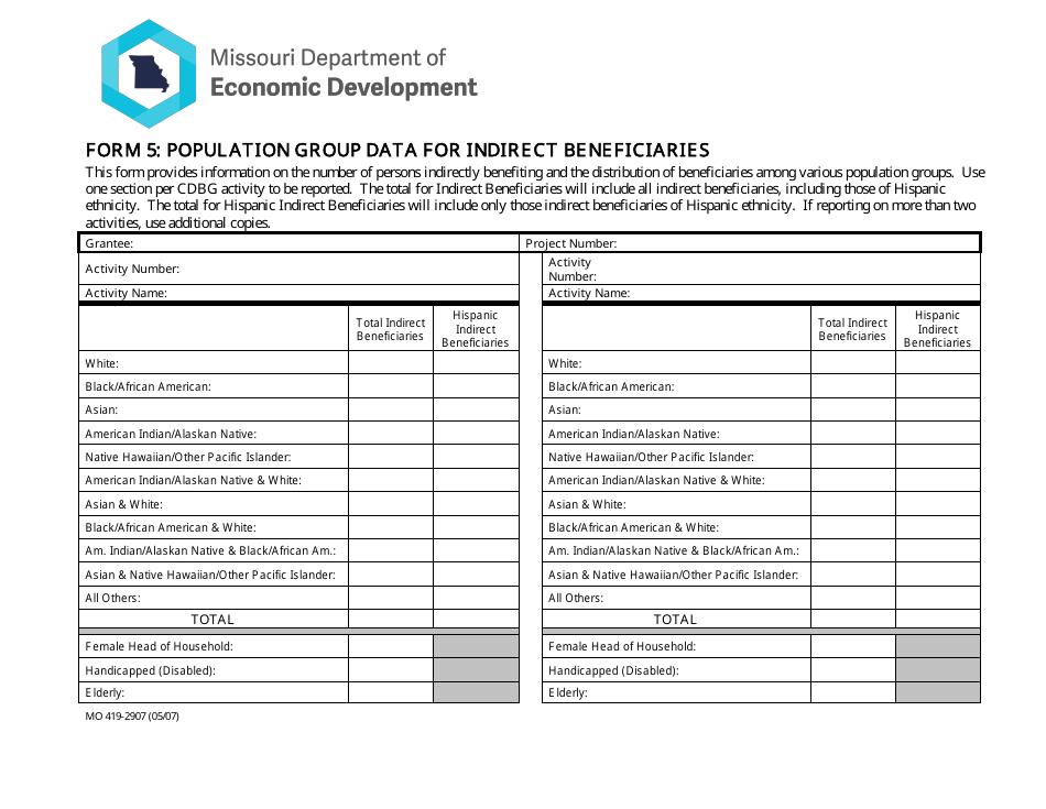 Form 5 (MO419-2907) - Fill Out, Sign Online and Download Fillable PDF ...