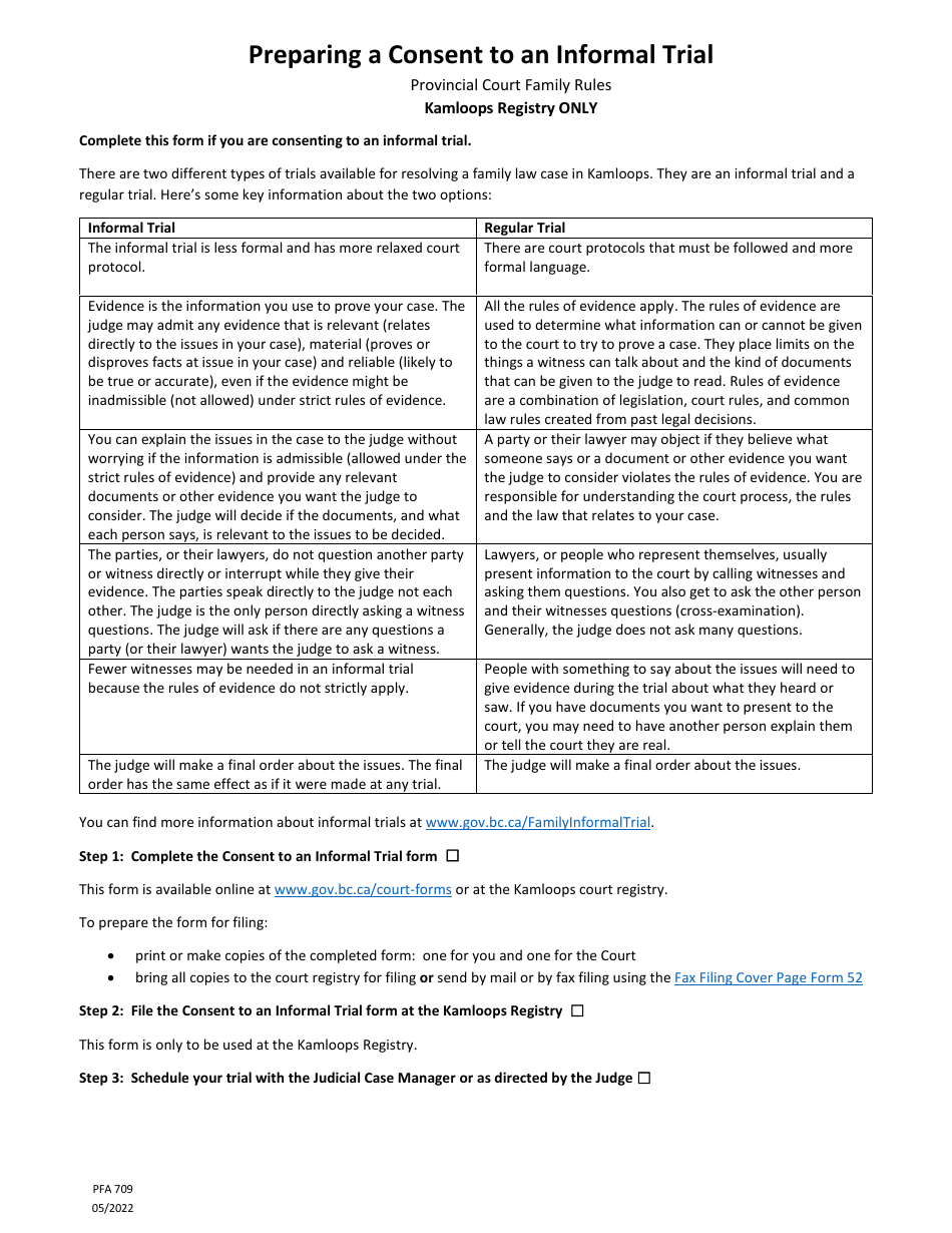 Form PFA709 - Fill Out, Sign Online and Download Fillable PDF, British ...