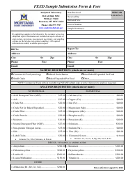 Montana Feed Sample Submission Form Download Printable PDF | Templateroller