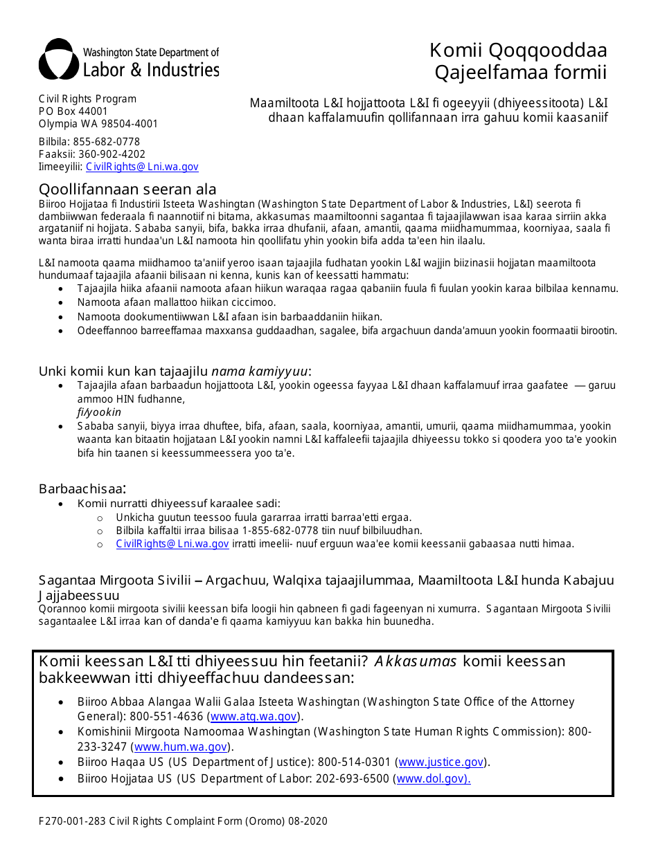 Form F270-001-283 - Fill Out, Sign Online and Download Printable PDF ...