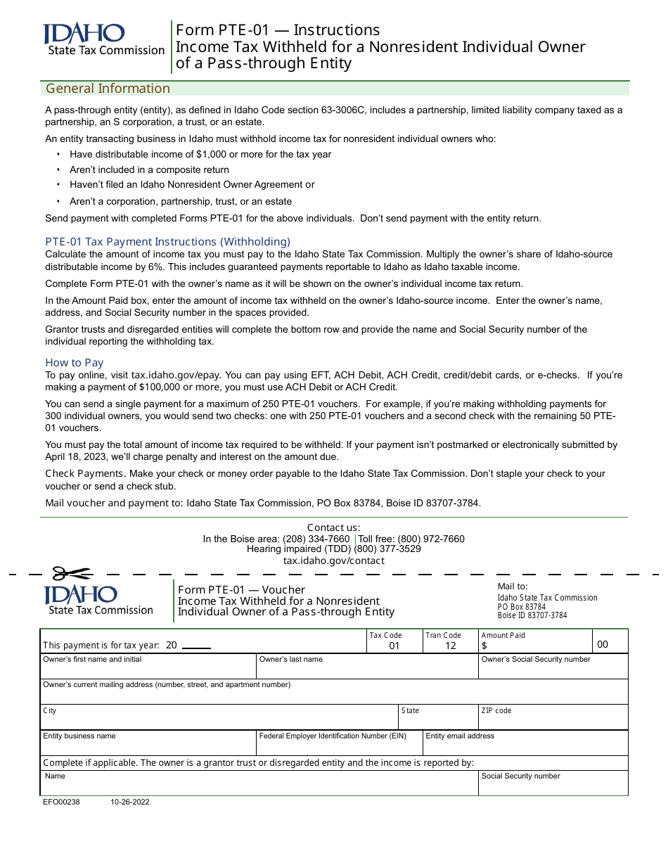 Form PTE-01 (EFO00238) - Fill Out, Sign Online and Download Fillable ...