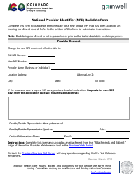 Colorado National Provider Identifier (Npi) Backdate Form Download ...
