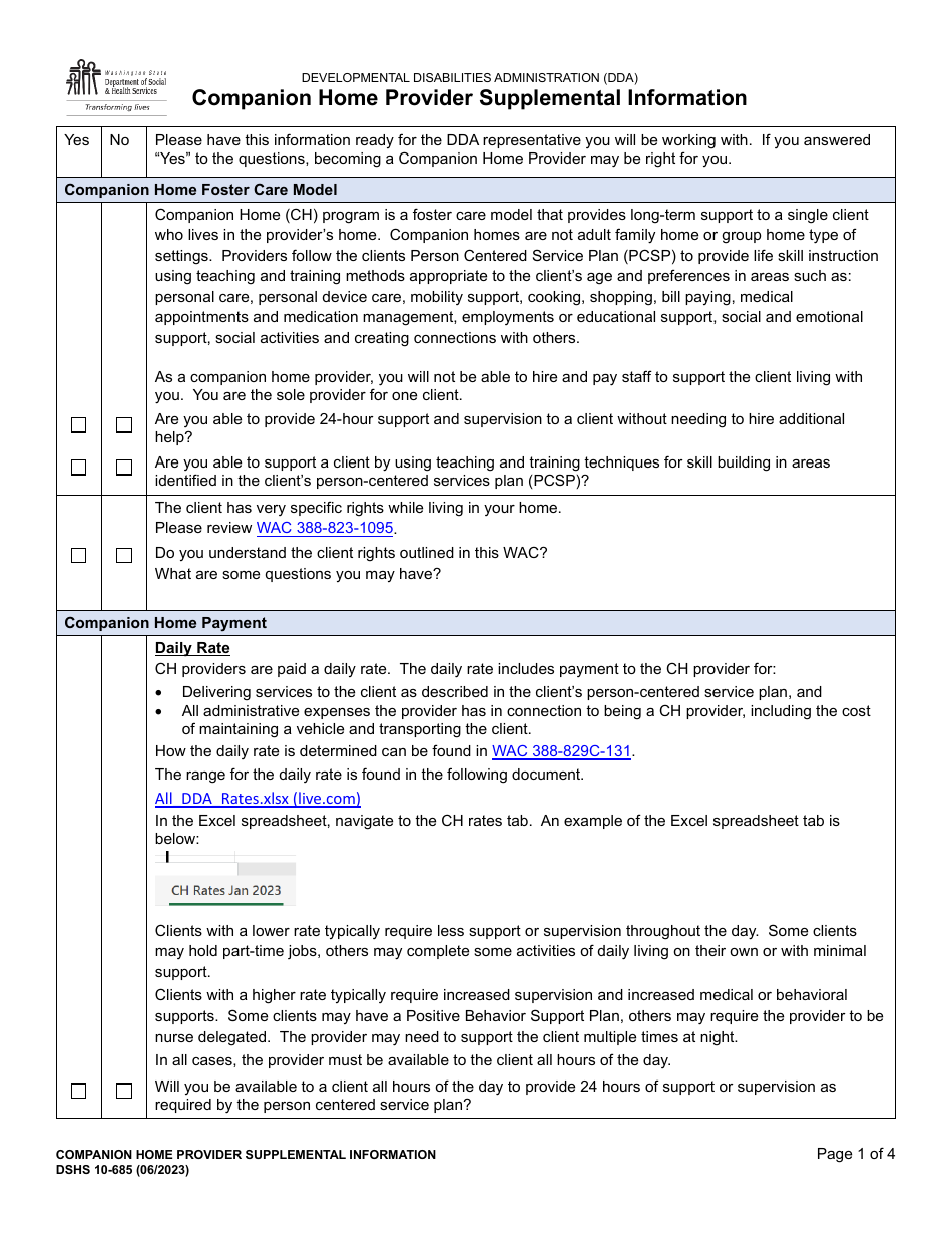 DSHS Form 10-685 - Fill Out, Sign Online and Download Printable PDF ...