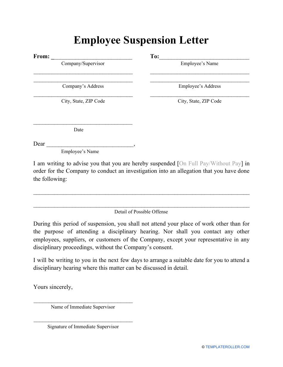 Letter Of Suspension From Work Recommendation Letter Letter Of Suspension From Work Recommendation Letter