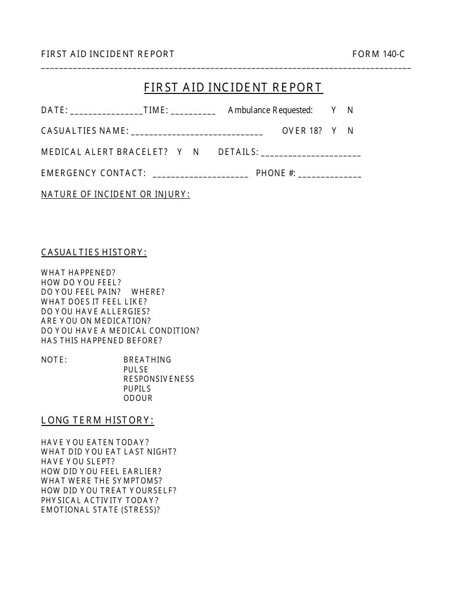 First Aid Incident Report Template - Limestone District School Board ...