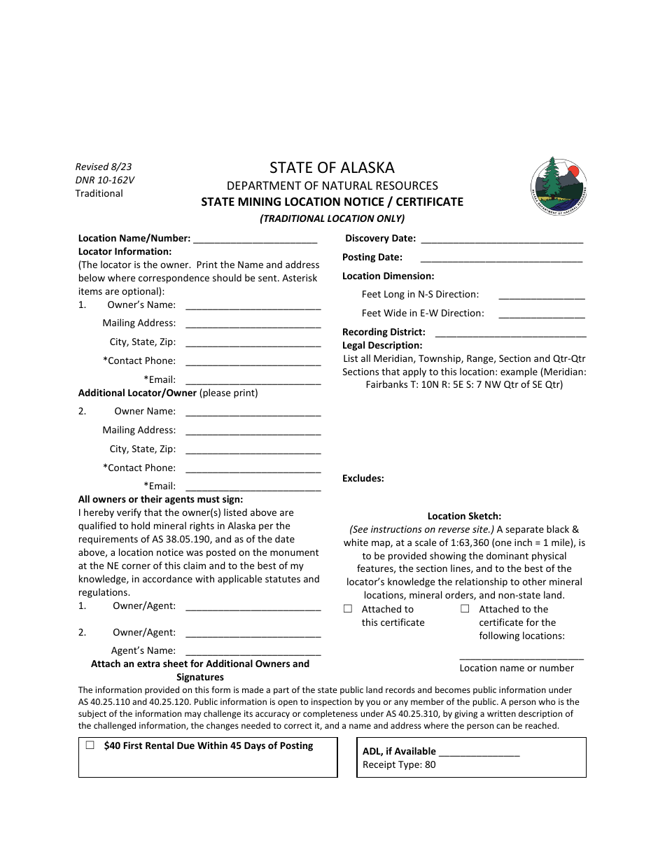 Form DNR10-162V - Fill Out, Sign Online and Download Fillable PDF ...