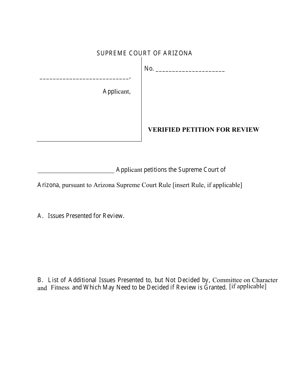 Arizona Verified Petition for Review - Fill Out, Sign Online and ...