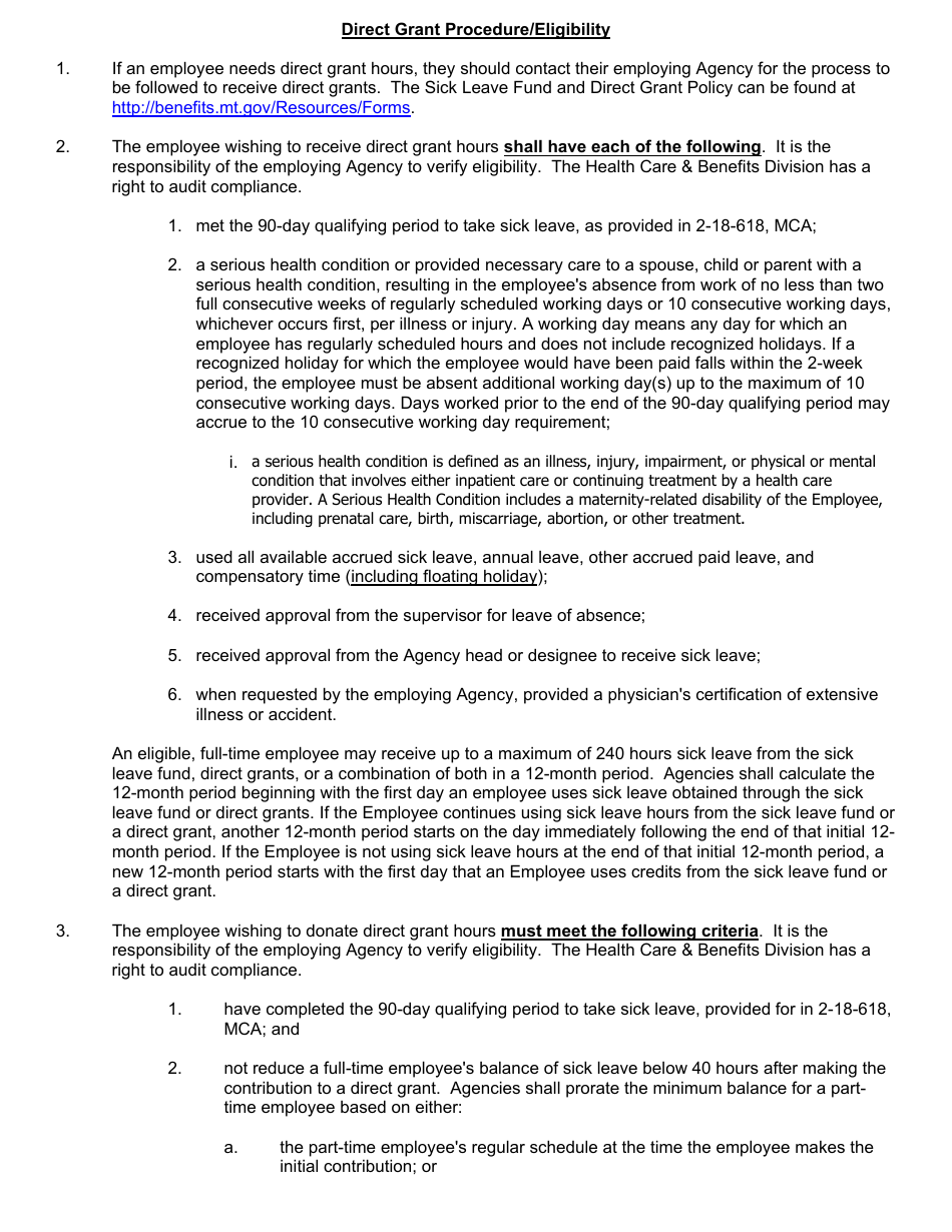 Montana Direct Grant Form - Fill Out, Sign Online and Download PDF ...