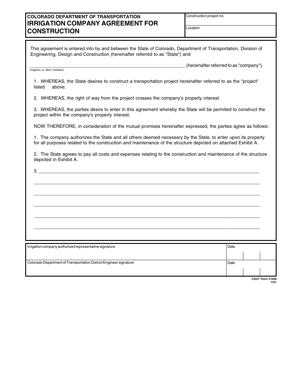CDOT Form 1028 - Fill Out, Sign Online and Download Printable PDF ...