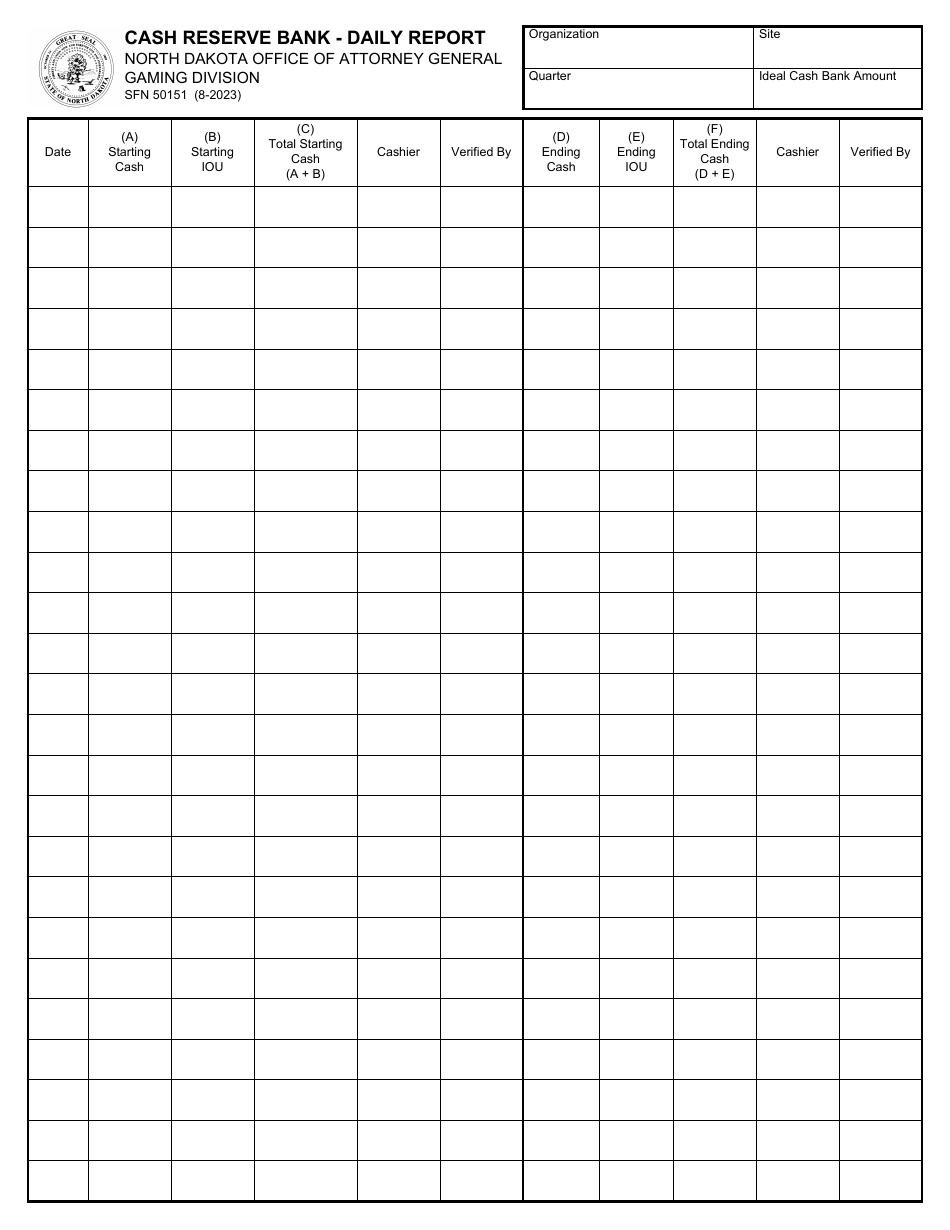 Form SFN50151 Download Fillable PDF or Fill Online Cash Reserve Bank ...