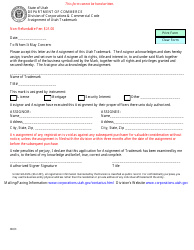 Utah Assignment of Utah Trademark - Fill Out, Sign Online and Download ...