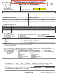 Form 20 Download Fillable PDF or Fill Online Nebraska Tax Application ...