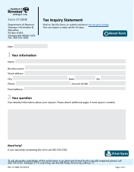 Form REV27 0008 Download Fillable PDF or Fill Online Tax Inquiry ...