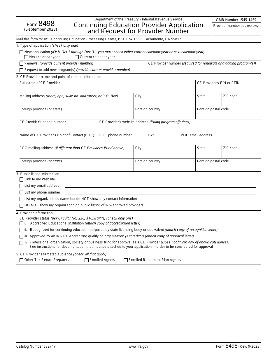 IRS Form 8498 Download Fillable PDF or Fill Online Continuing Education ...
