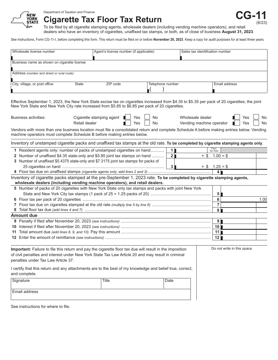 Form CG-11 - Fill Out, Sign Online and Download Fillable PDF, New York ...