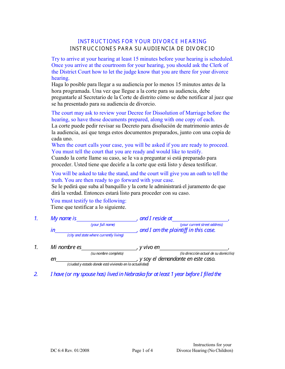 Form DC6:4 - Fill Out, Sign Online and Download Fillable PDF, Nebraska ...