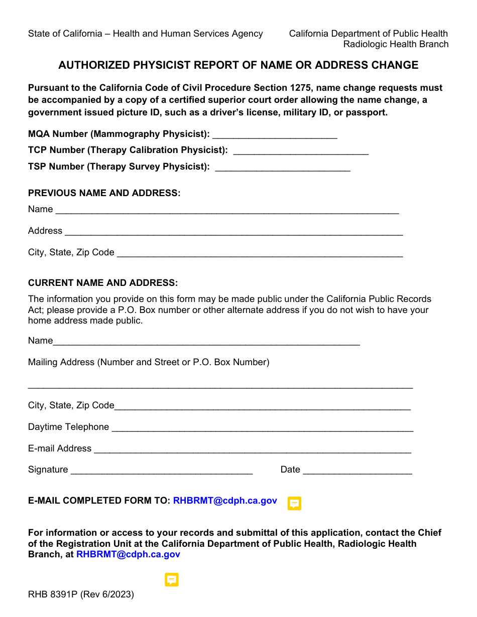 Form CDPH8391 P - Fill Out, Sign Online and Download Fillable PDF ...
