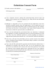 Esthetician Consent Form - Fill Out, Sign Online and Download PDF ...