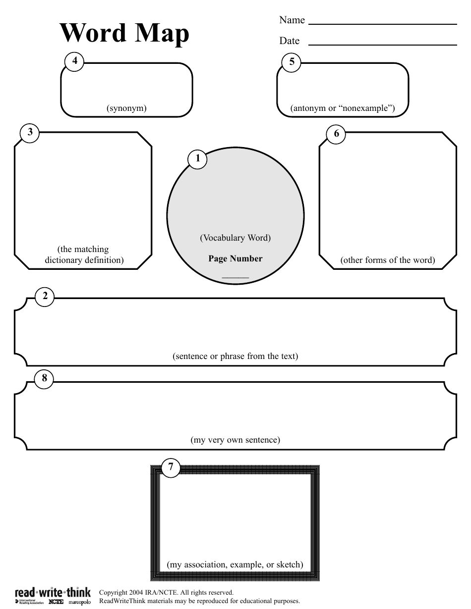 Word Map Template - Ira/Ncte Download Printable PDF | Templateroller