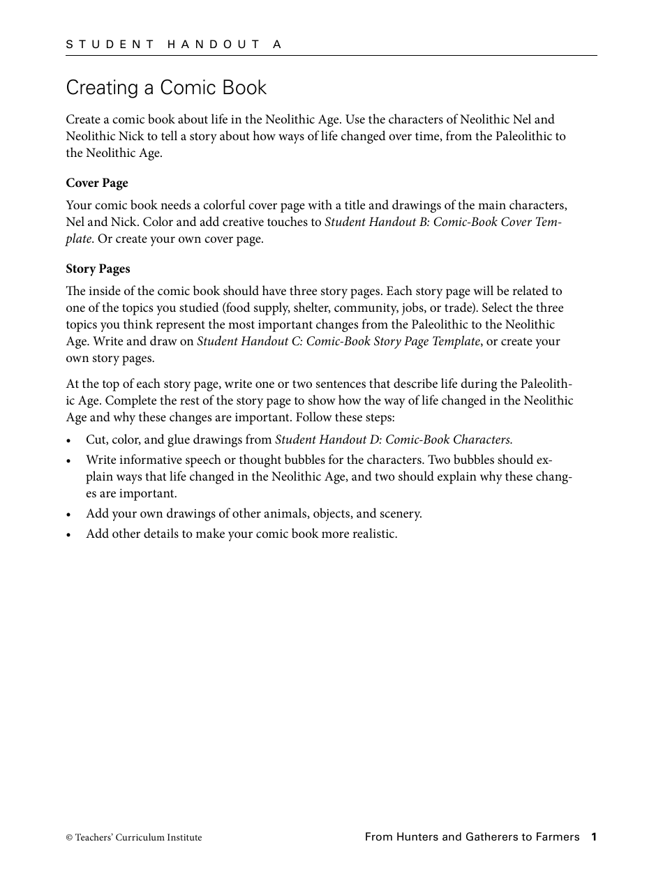 Neolithic Comic Book Templates - Teachers' Curriculum Institute ...