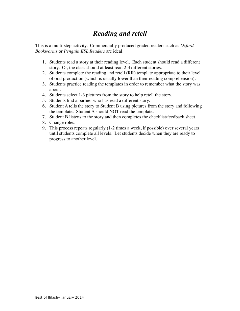 Reading and Retell Templates Download Printable PDF | Templateroller
