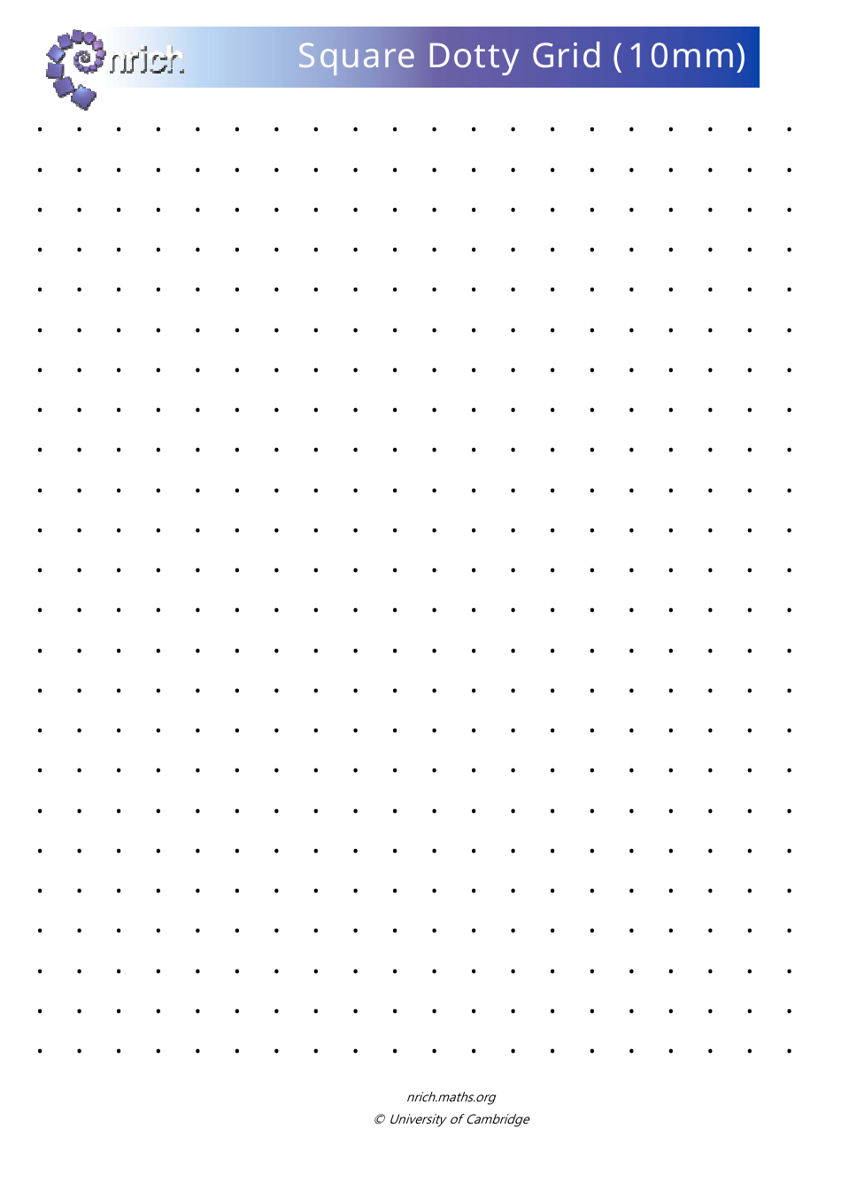 Square Dotty Grid (10mm) Template Download Printable PDF | Templateroller