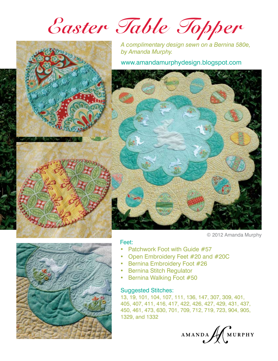 Easter Table Topper Sewing Templates - Amanda Murphy Download Printable ...