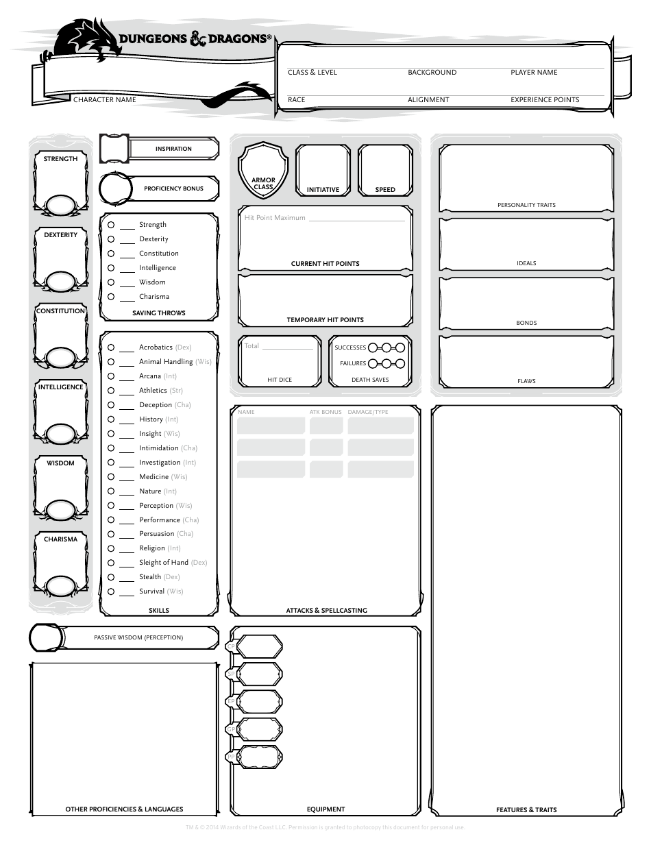 Dungeone & Dragons 3-page Character Sheet Download Fillable PDF ...