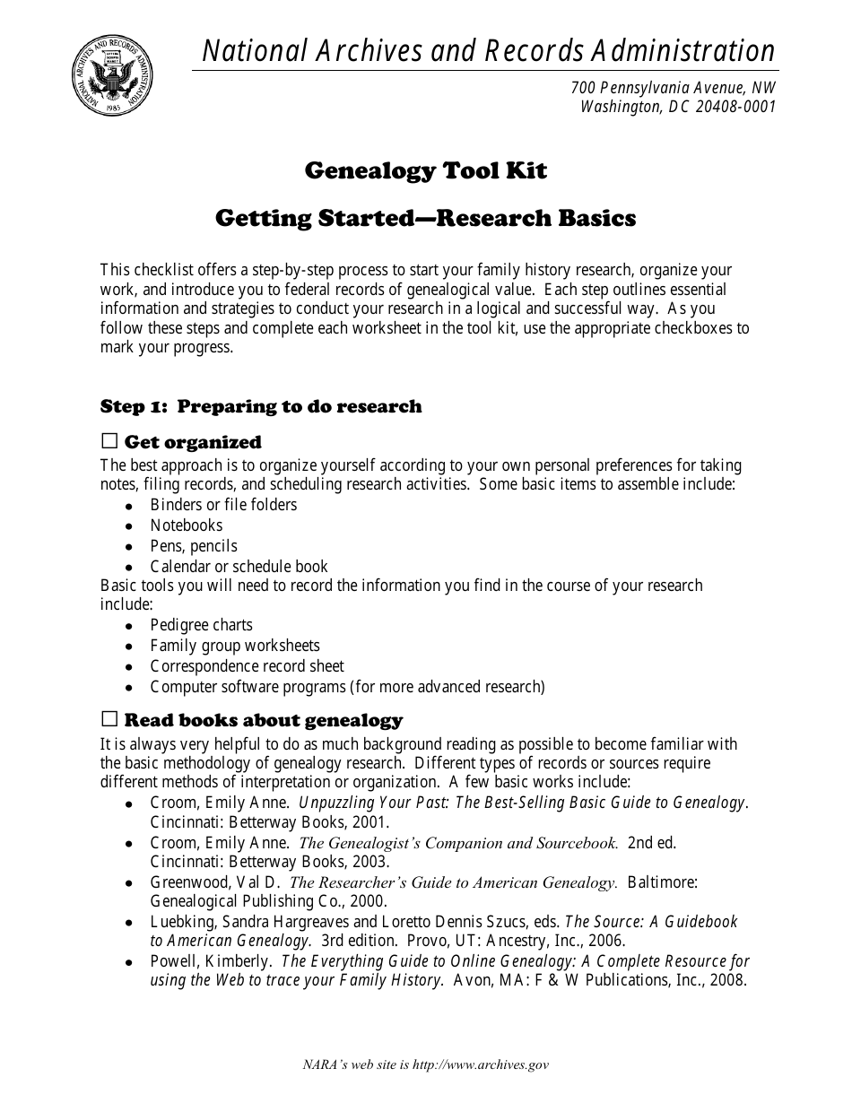 Genealogy Tool Kit - Fill Out, Sign Online and Download PDF ...