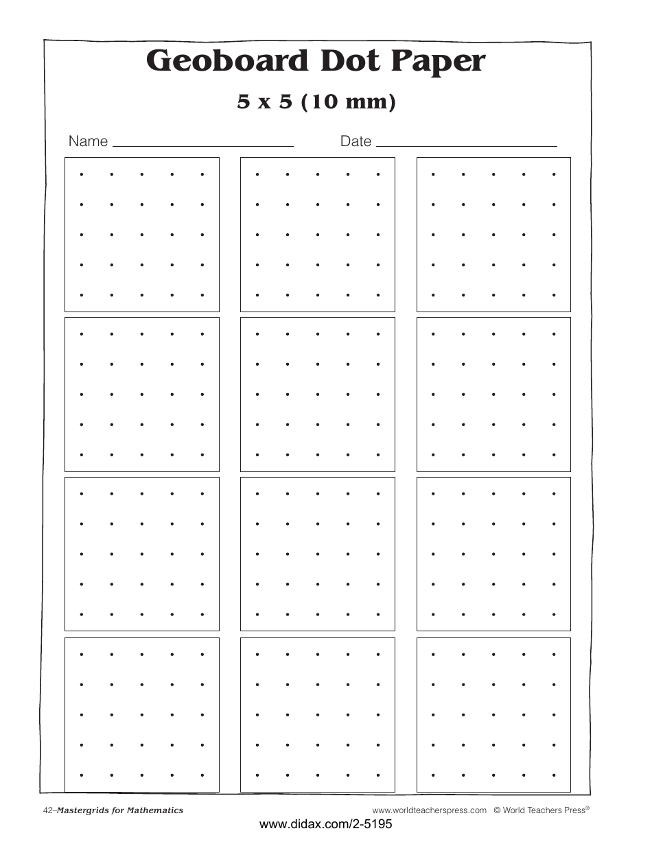 Geoboard Dot Paper - 5 X 5 (10 Mm) Download Printable PDF | Templateroller