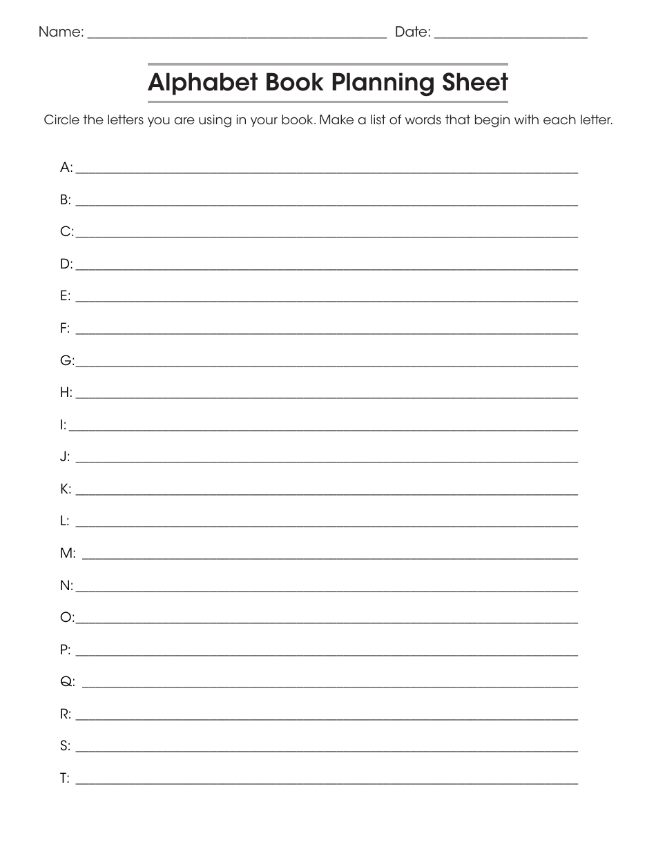 Alphabet Book Planning Sheet Template Download Printable PDF ...